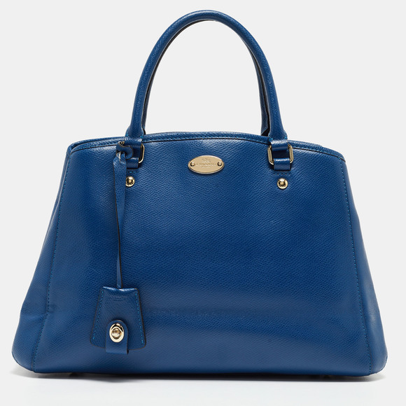 Coach | Bags | Coach Blue Leather Small Margot Carryall Satchel | Poshmark